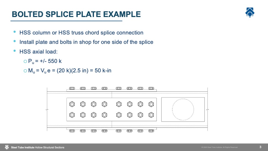 Bolted HSS Splice Plate Connection Example | Steel Tube Institute